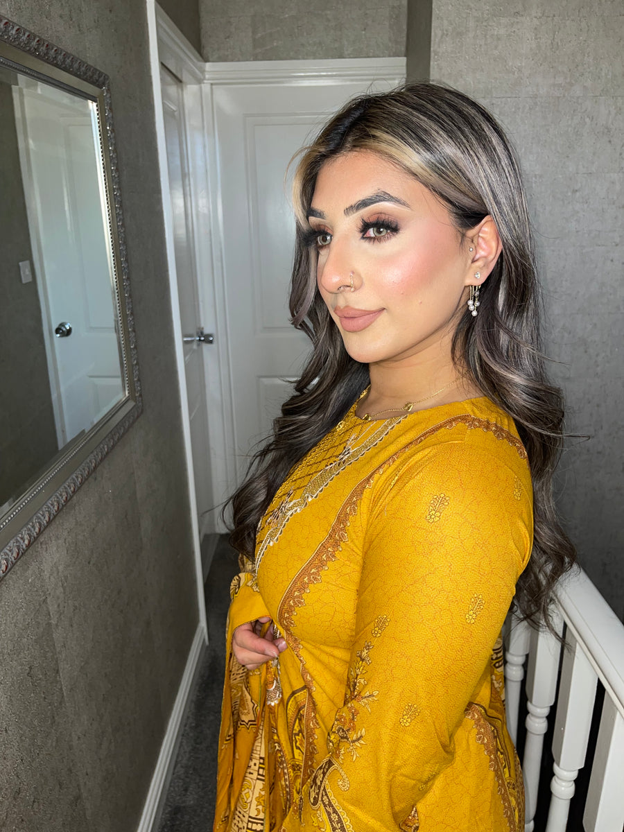 3PC Stitched Mustard shalwar Suit Ready to wear DHANAK winter Wear wit ...